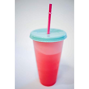 Color Changing Cups: 24oz Cold Cups - 5 Reusable Cups, Lids and Straws - Stocking Stuffers - Christmas Present, Set of 5, …