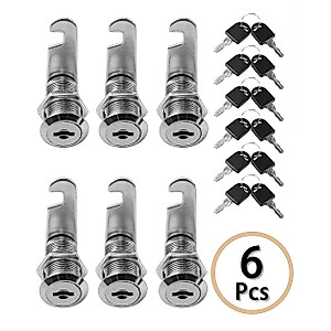 MoHern Cabinet Locks, 6 Pcs Keyed Alike 1-1/8 Inch (30mm) Cylinder Locks, Zinc Alloy Cam Lock with Keys for Cabinet, Drawer, RV and More
