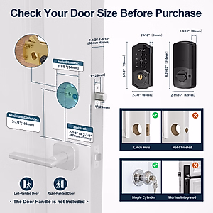 Smart Deadbolt, SMONET Keyless Entry Door Lock with Digital Keypad, Electronic Smart Locks for Front Door Bluetooth Touchscreen Lock Security, Remote Lock with Alexa and Gateway for Residential Home