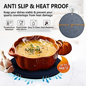 Silicone Trivet Mats - 3 Heat Resistant Pot Holders, Silicone Pot Holders for Hot Pots and Pans, Silicone Mats for Kitchen Countertops, Table, Food Grade Silicone（Black & Gray）