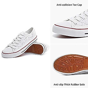 ZGR Women's Fashion Canvas Sneakers Mesh Knitted Upper Low Cut Casual Shoes(White.US8)