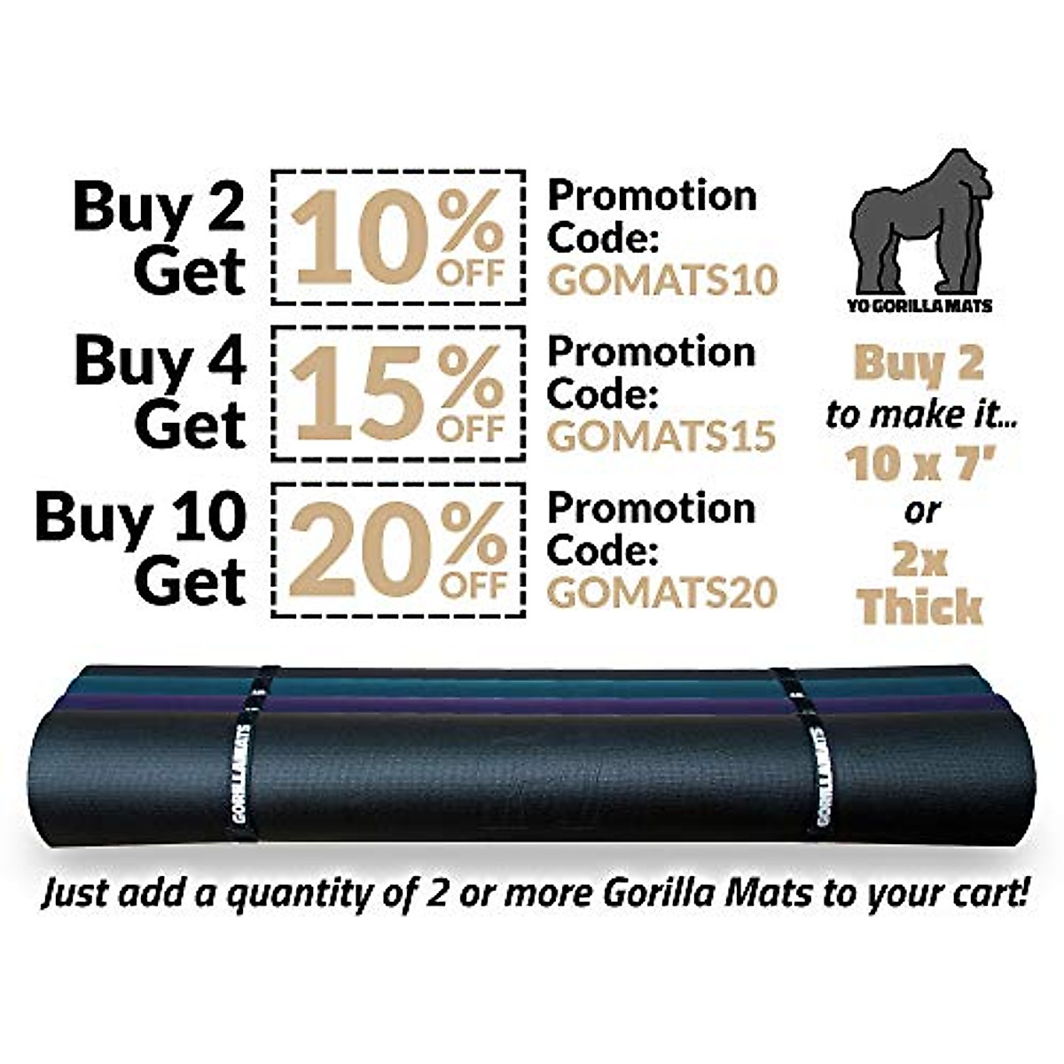 Gorilla Mats Premium Large Yoga Mat – 7' x 5' x 8mm Extra Thick & Ultra Comfortable, Non-Toxic, Non-Slip Barefoot Exercise Mat – Works Great on Any Floor for Stretching, Cardio or Home Workouts