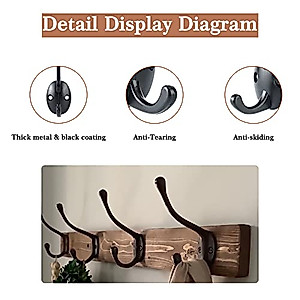 Kruodop 13 Pack Wall Hooks Wall Mounted Coat Hooks for Hanging Heavy Duty, Black Towel Hooks, Metal Double Coat Hanger with Screws Cup Retro for Coats, Handbags, Towels, Hat, Backpack