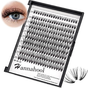 Hannahool 200Pcs 20Roots Individual False Lashes Mixed 8-10-12-14mm/9-11-13-15mm/10-12-14-16mm/16-18mm/18-20mm 0.07 Thickness Natural Cluster Lashes Makeup Volume Eye Lashes Extensions (10-12-14-16mm)