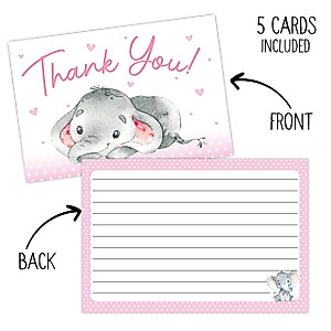 Your Main Event Prints Pink Elephant Baby Shower Thank You Cards, 50 Pieces
