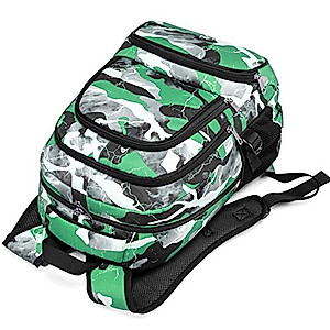 Boys School Backpack for Kids Elementary Middle School Bags for Teens Childs Camouflage Primary Book Bags Lightweight Durable Gifts Fourth Fifth Sixth Grade 17 Inch Ages 4.5.6.7.8.9.10 (Green)