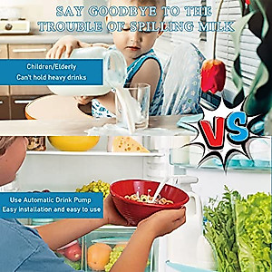 Milk Dispenser for Fridge Gallon, Automatic Drink Dispenser with Cleaning Brush, Milk Jug Dispenser, Electric Tap for Milk Juice Water, Drink Dispensers for Parties Home Kitchen (2Pack, White)