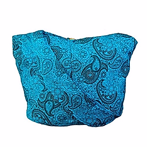 BTP! Thai Cotton Hippie Hobo Sling Crossbody Bag eco Friendly Shopping bag Paisley Print Large (SkyBlue PL42)