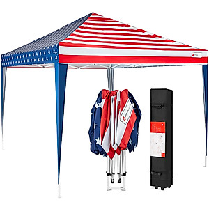 Best Choice Products 10x10ft Pop Up Canopy Outdoor Portable Folding Instant Lightweight Gazebo Shade Tent w/Adjustable Height, Wind Vent, Carrying Bag - American Flag