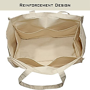 WHITEWRAP Canvas Grocery Shopping Bag with 6 Pockets 14.5” x 13” x 8”