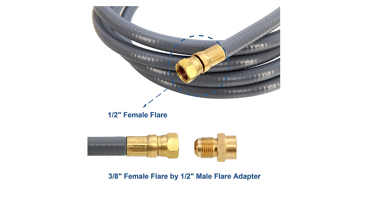 24 Feet 1/2-Inch Natural Gas Hose with Quick Connect Fitting for BBQ ...