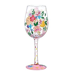 NymphFable Hand Painted Wildflowers Wine Glasses Birthday Wine Glass Birthday Gift for Women with Personalised Gift Box, 15oz
