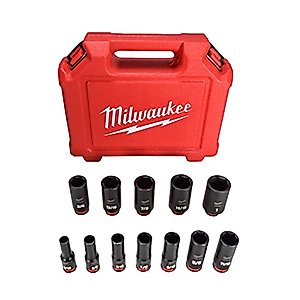 Milwaukee 49-66-7006 SHOCKWAVE 3/8 in. Drive Deep Well 6 Point Impact Socket Set (12-Piece)