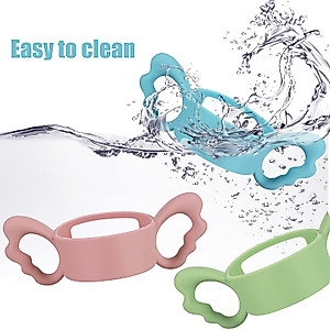 3 Pieces Baby Silicone Bottle Handles Natural Baby Bottle Handle Wide Neck Baby Feeding Handle Easy Carry Handle Lightweight Bottle Handle Small Hand Gripping for Baby Shower (Pink, Green, Blue)