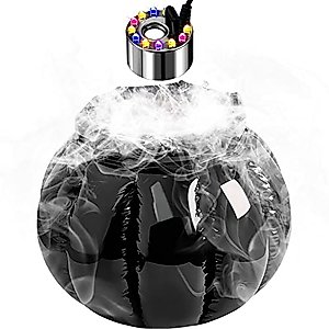CHENGU Halloween Mist Maker Fogger Led Witch Cauldron Fog Maker Black Plastic Cauldron Colourful Water Fountain Pond Mist Machine Halloween Cauldron Decorations for Halloween Party Gift Decor (4)