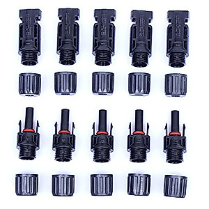 Sun YOBA 5 Pairs of Male/Female Solar Panel Double Seal Cable Connectors IP67 Waterproof Connector