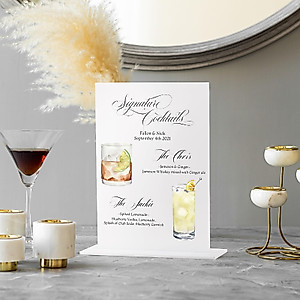 JINMURY 8x10 Inch White Acrylic Sign with Stand | 5 Pack Blank Acrylic Table Signs and Base for DIY Wedding Table Numbers, Wedding Signage, Events& Parties