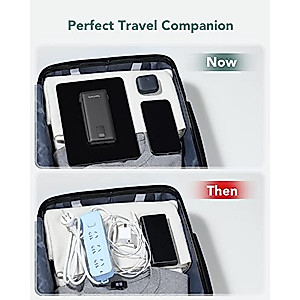 Charmast Portable Charger with Built-in Cables, 10000mah Power Bank, 5 Output Ultra Slim LED Display, Built-in AC Plug, USB C & Micro, Three Cables Integrated Battery Pack for iPhone Samsung iPad