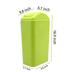 Trash can Bedroom Plastic Trash Can wiht Lid Bathroom 12 Liter / 3.2 Gallon Garbage Can Swing Lid Durable Narrow Spaces Office Wastebasket Dustbin Waste Paper Basket (Blue), 9.8 x 6.7 X 16.9 inches