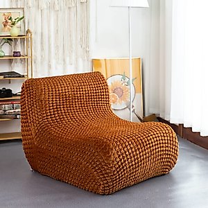 N&V Single Seated Foam Sofa, Armless Floor Sofa, One Piece High Density Foam, Removable and Machine Washable Cover, Caramel