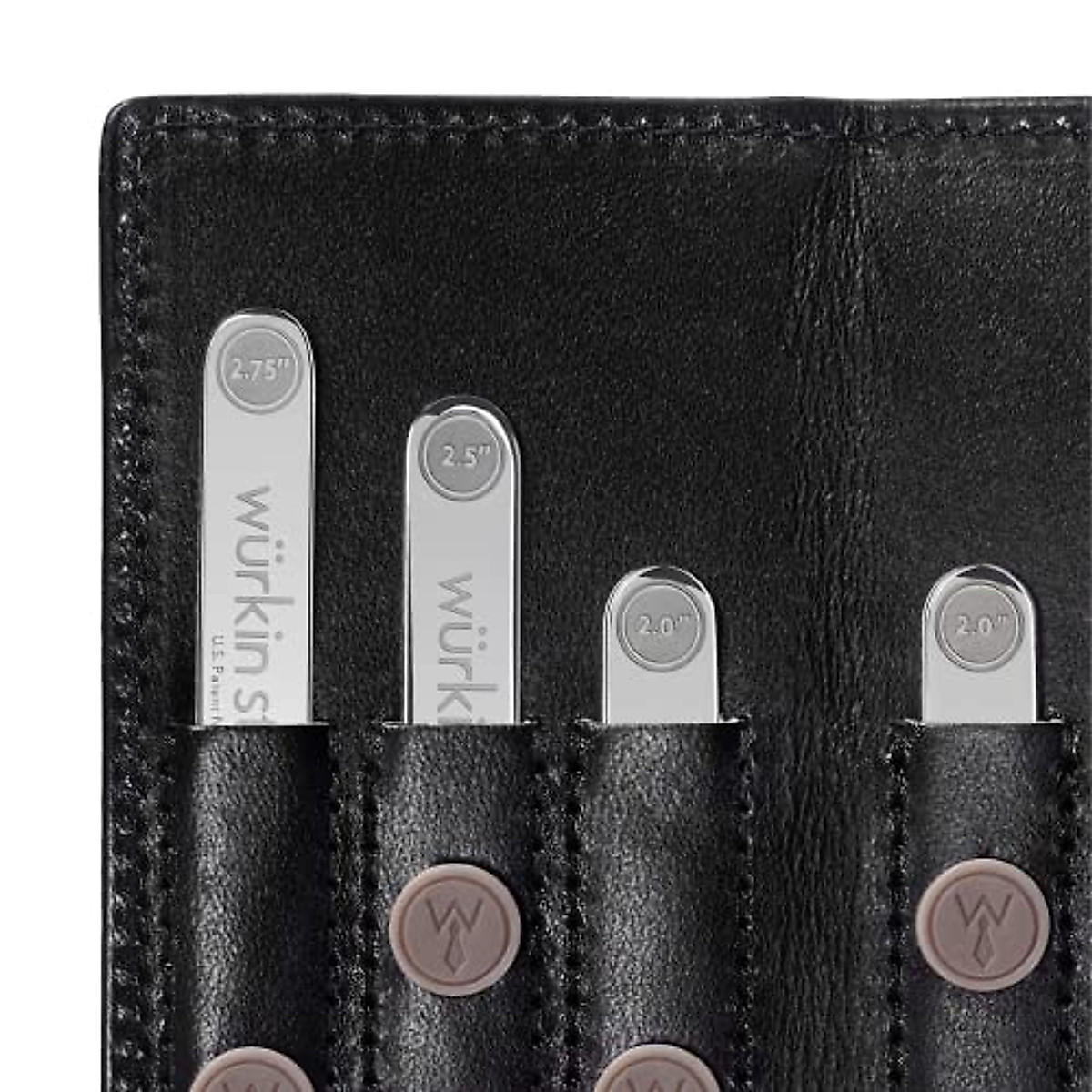 Würkin Stiffs Assorted Power Stays Magnet Collar Stay Travel Set | Black Leather Wallet Case | Gift for Men | Seen on Shark Tank
