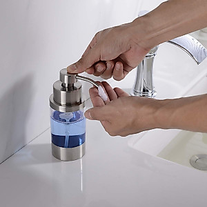 Delle Rosa Soap Dispenser, Foaming Soap Dispenser, Clear Bottle for Bathroom Vanities or Kitchen, Stainless Steel Pump Head, Countertops Soap Dispenser Brushed Nickel, 250ml/8oz
