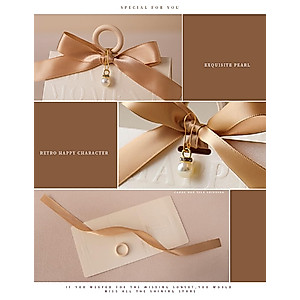 ZJSXINDI 15 Pcs Favor Boxes Gift Wrap Boxes White Gift Box 5"x 3" For Party Favor, Weddings, Bridal Showers, Bridesmaids... Gift Wrap Boxes Bulk for Crafting (champagne ribbons)