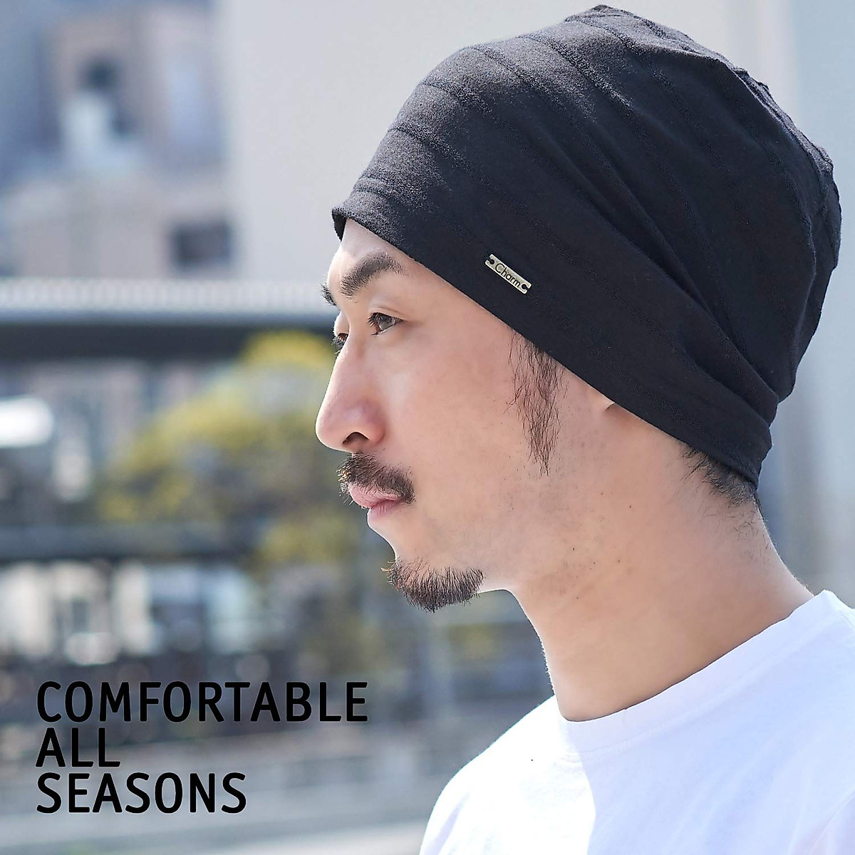 CHARM Womens Light Weight Summer Beanie - Mens Slouchy Beanie Hat Stretchy Slouch Knit Cap 100% Cotton Chemo Hat Black