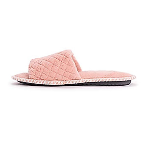 MUK LUKS Women's Sally Micro Chenille Slipper, Rose Gold, Medium