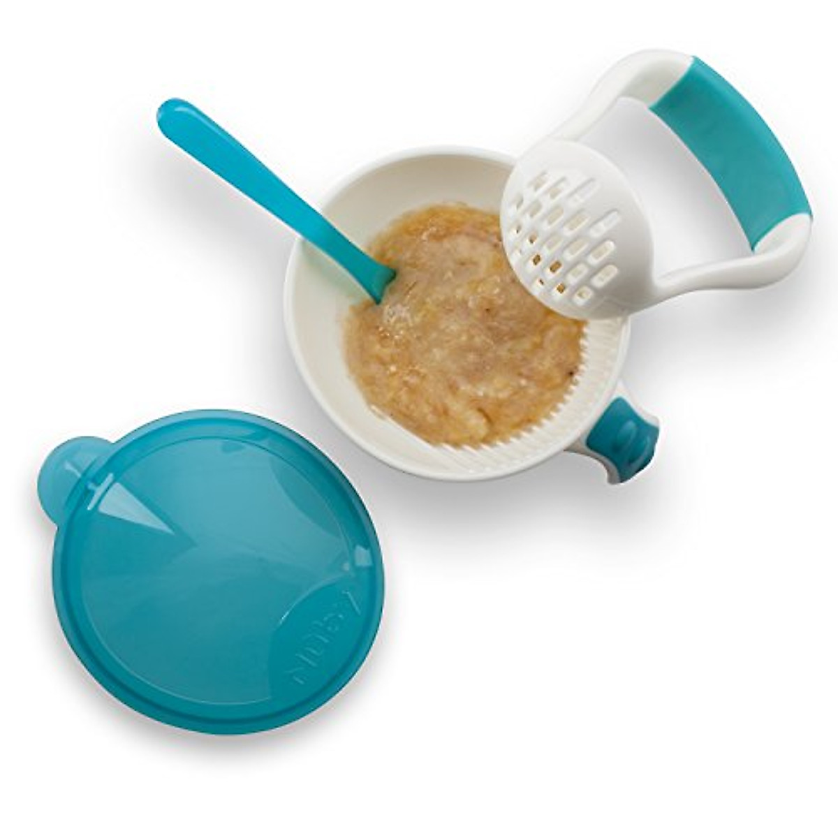Nuby Garden Fresh Mash N' Feed Bowl with Spoon and Food Masher, Colors May Vary