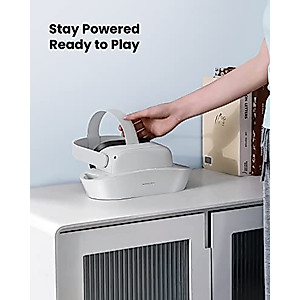 GEEKERA Charging Dock for Oculus Quest 2, Magnetic Charging Station for Meta Quest 2 VR Headset & Controllers, VR Accessories with 2 Rechargeable Batteries, USB C Charger, Fast Charging