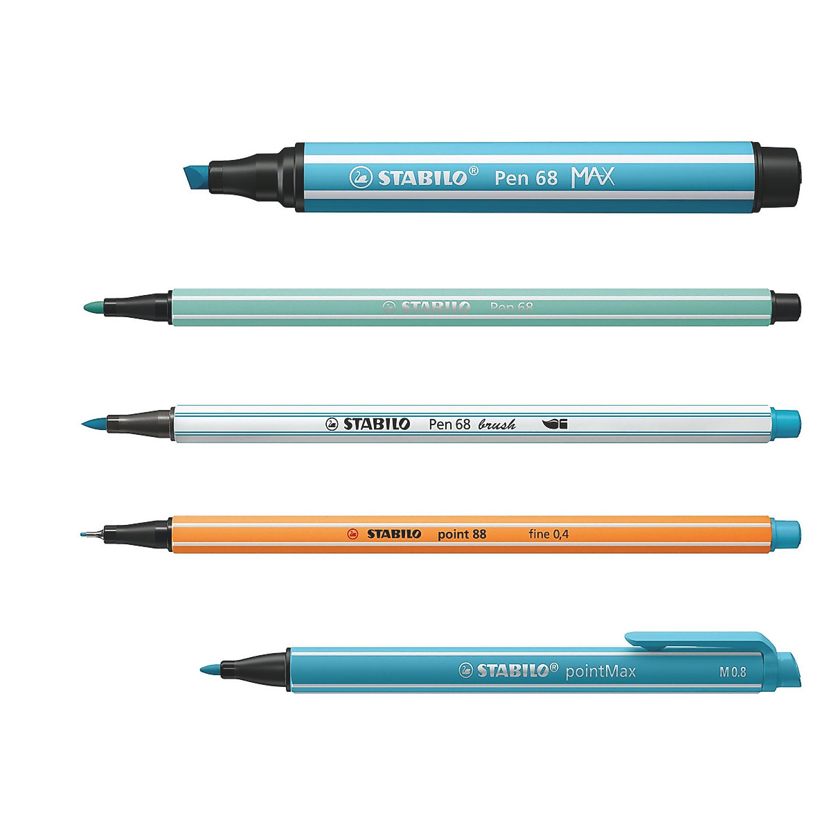 STABILO Creative Set - Pen 68 Max, Pen 68, Pen 68 brush, point 88, pointMax, ARTY, 55-Pieces - drawing, illustration, writing
