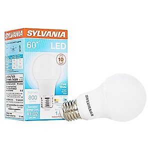 SYLVANIA LED Light Bulb, 60W Equivalent A19, Efficient 8.5W, Medium Base, Frosted Finish, 800 Lumens, Cool White - 1 Pack (74321)