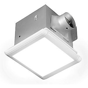 Homewerks 7145-80V-HS Dual Speed Bathroom Exhaust Fan with Integrated Dimmable LED and Automating Humidity Sensor, 1.0-1.5 Sones 80-110 CFM, Smart Moisture White