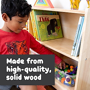 SPARK & WOW 5-Compartment Solid Wood Storage Cabinet - Toy Shelf Organizer - Shelves for Classroom - Includes Optional Wheels