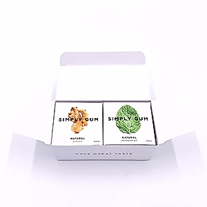 Simply Gum | Variety Pack - Peppermint, Cinnamon, Ginger, Fennel, Maple, Coffee | Synthetic Free + Aspartame Free + non GMO