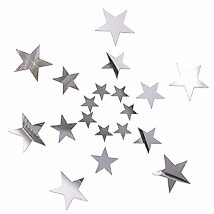 Dimeho 40 Pcs Silver Stars Mirror Wall Stickers, 3D Acrylic Mirror Wall Decorations for Living Room Removable Stars Stickers Art Decal for Bedroom Wedding Birthday DIY Wall Decor (Silver)