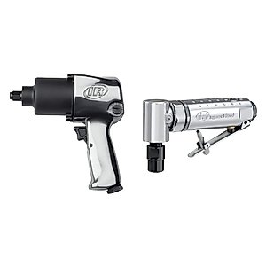 Ingersoll Rand 231C 1/2” Drive Air Impact Wrench & 301B Air Die Grinder – 1/4", Right Angle, 21,000 RPM, Ball Bearing Construction, Safety Lock, Aluminum Housing, Lightweight Power Tool, Black