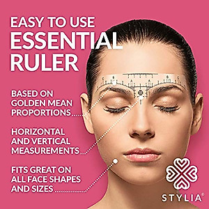 Disposable Eyebrow Ruler Stencils - Transparent Mapping Stickers for Microblading, Henna, Brow Extensions, Permanent Makeup - Peel & Stick Measuring Shaper Tool for All Face Shapes - 100-Pack