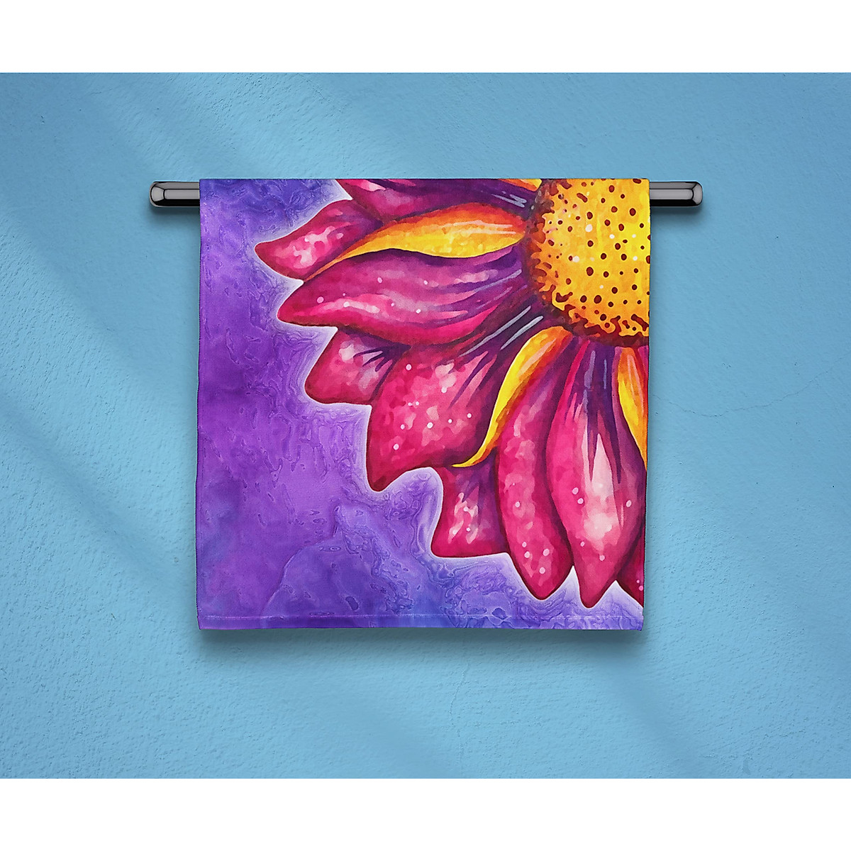 Pink Flower Print Hand Towel - Kitchen Towel - Bathroom Hand Towel - Cotton Terry Cloth - 15"x25"