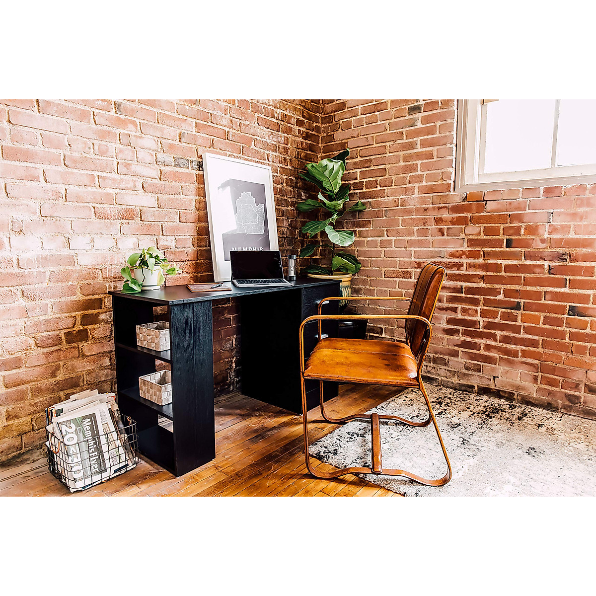 OneSpace Monroe 3 Shelve Computer Desk, Black