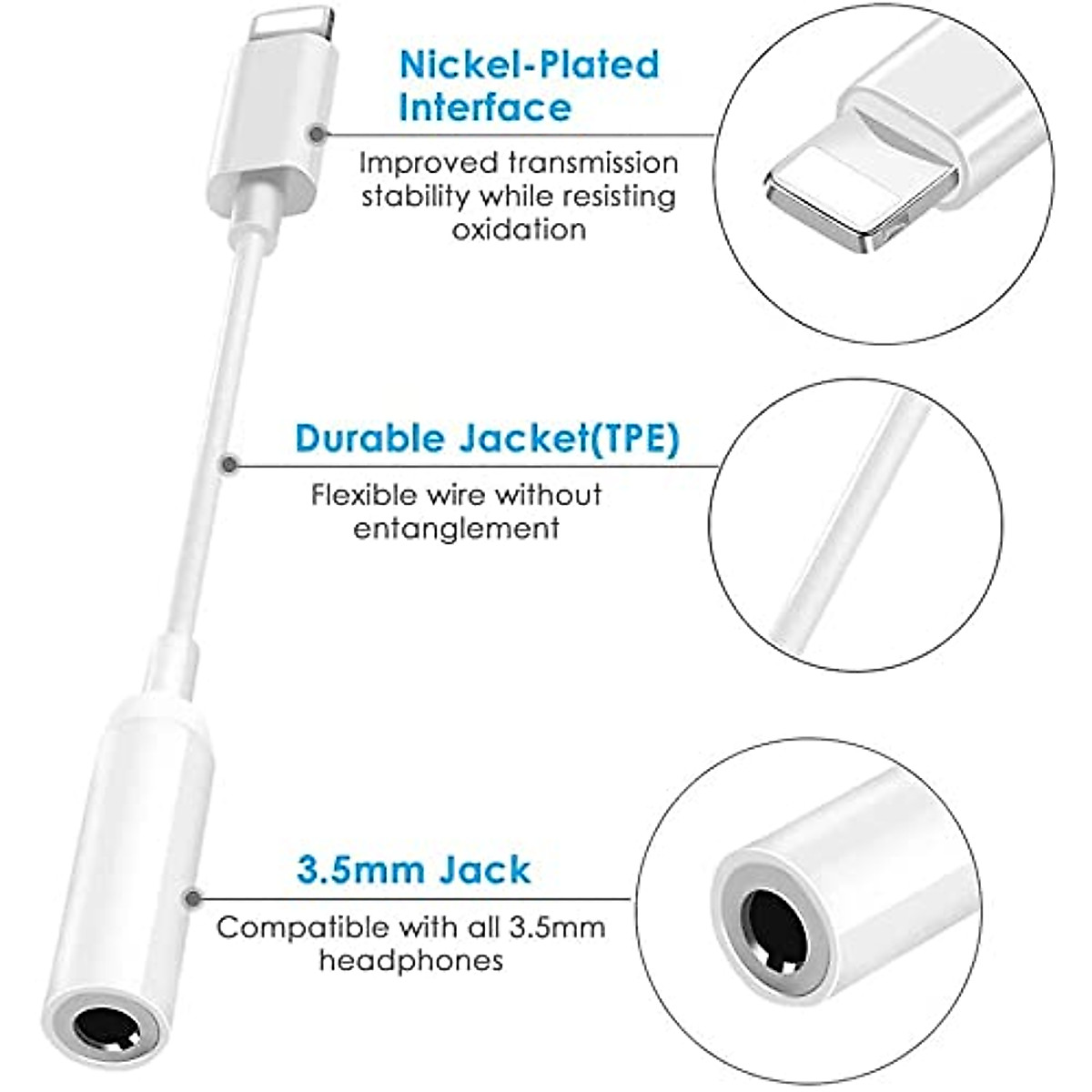 Lightning to 3.5 mm Headphone Jack Adapter, [Apple MFi Certified] 2 Pack Headphone Adapter for iPhone Converter Dongle Auxiliary Audio Jack Aux Accessories Compatible iPhone 14 13 12 11 X XS XR 8P 7 6