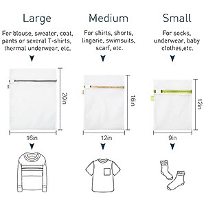 Amazon Brand - Pinzon Delicates Mesh Laundry Bags, Washing Machine Wash Bags, Reusable and Durable Mesh Wash Bags for Delicates Blouse, Hosiery, Underwear, Bra, Lingerie Baby Clothes - 5 Set(2L+2M+S)