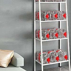 Ladder Metal Bookshelf Modern Bookcase with Rectangular Shelves Storage Rack Kitchen Storage Rack Multi-layer Bookshelf Floor-to-ceiling Trapezoidal Balcony Flower Stand Red(24"L x 14"W x 58"H, Red)