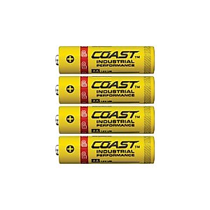 Coast 4 Pack AA Industrial Performance Alkaline Batteries, High-Performance