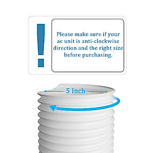 Lg Portable Air Conditioner Parts, Premium Exhaust Vent AC Hose Extension for Universal AC Accessories-5 Inch Diameter, 78 Inch Length.(Anti-Clockwise Thread 16 x 5 x 5 inches, Small Size, White)