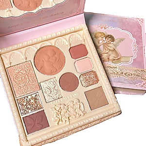 Embossed Eyeshadow 10 Colors Eyeshadow Palette Makeup Blush Highlighter All In One Disc Matte&Glitter Eyeshadow Makeup High Pigmented Shades Naturing-Looking Multifunctional Eyeshadow Palette