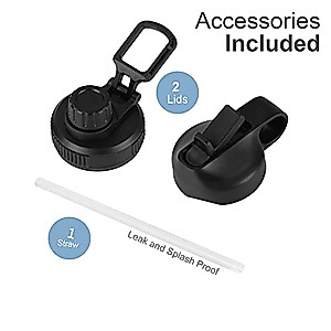 Smartlee Insulated Water Bottle with Straw & Spout Lid - 32oz Leak-Proof Vacuum Insulated Water Bottle with Strainer Thermos Sports Water Bottle (Green-Black Gradient)