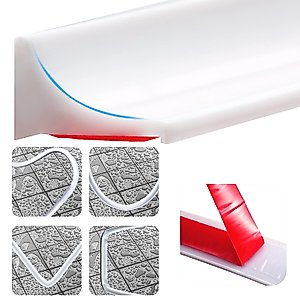39 Inches Shower Water Guard Shower Dam Shower Splash Guard Threshold Seal Strip Self-Adhesive Kitchen Water Blocking Strip Water Dam Water Barrier for Kitchen Sink, Bathroom, Shower