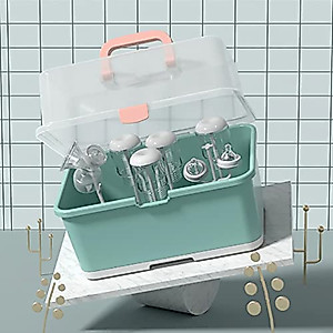 Zerodeko Dish Drying Rack Baby Bottle Drying Rack with Lid Cover Baby Bottle Storage Box Sippy Cup Drying Holder Bottle Nipples Accessories Space Saver Kitchen Cabinet Organizer Bottle Sterilizer